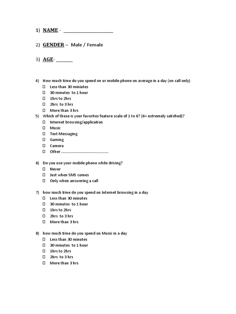Questionnaire Mudit | PDF