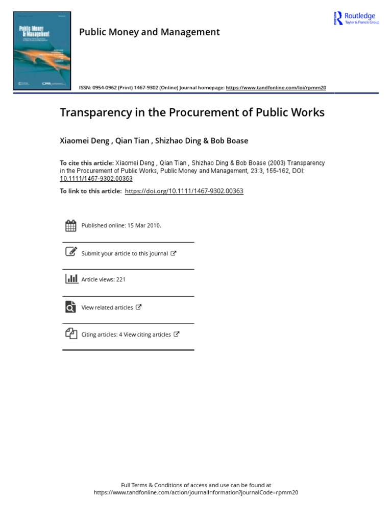 01 - Transparency in The Procurement of Public Works | PDF | Surety ...