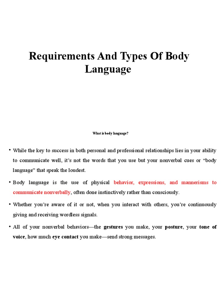 Requirements and Types of Body Language | PDF | Nonverbal Communication ...