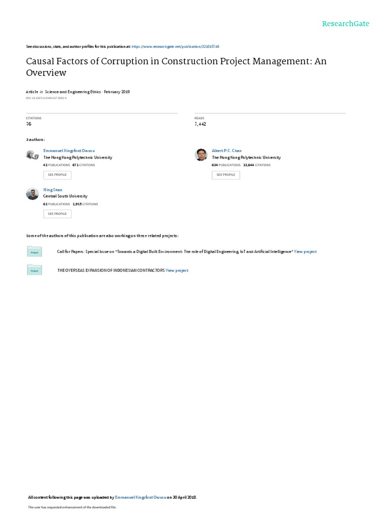 01 - Causal Factors of Corruption in Construction Project Management An ...