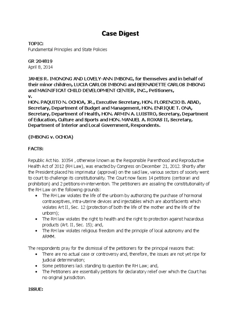 Case Digest Assigned Part 2 - Andalahao | PDF | Fertilisation | Constitution