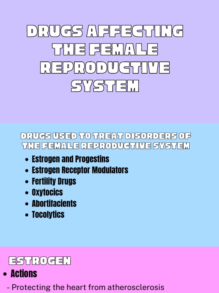 Drugs Affecting The Female Reproductive System | PDF | Estrogen ...