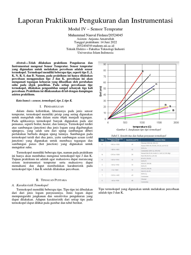 Laporan Praktikum Pengukuran Dan Instrumentasi Modul 4 - Sensor ...