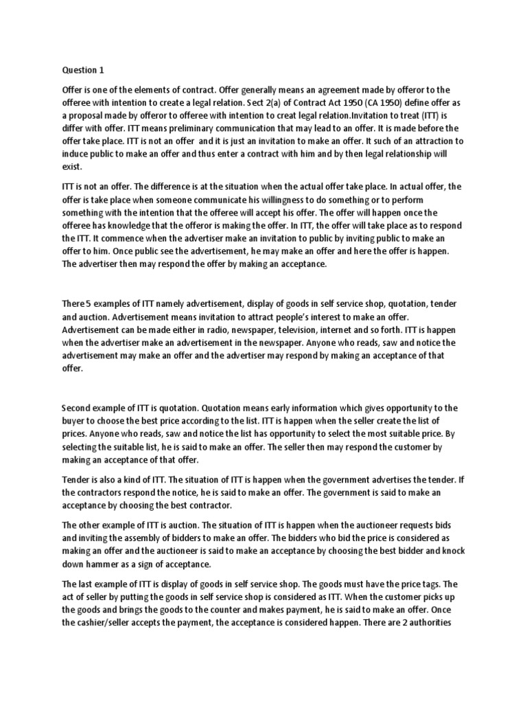 Law Tutorial On Contract | PDF | Offer And Acceptance | Auction