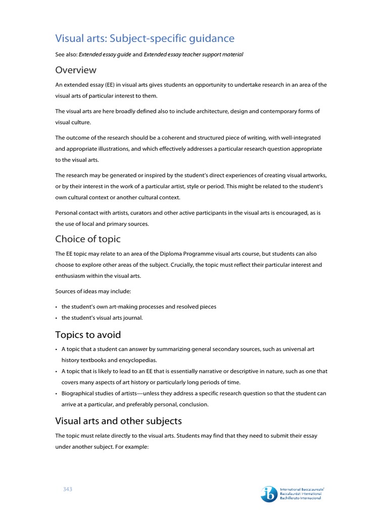 Visual Arts EE Subject Guide | PDF | Essays | The Arts