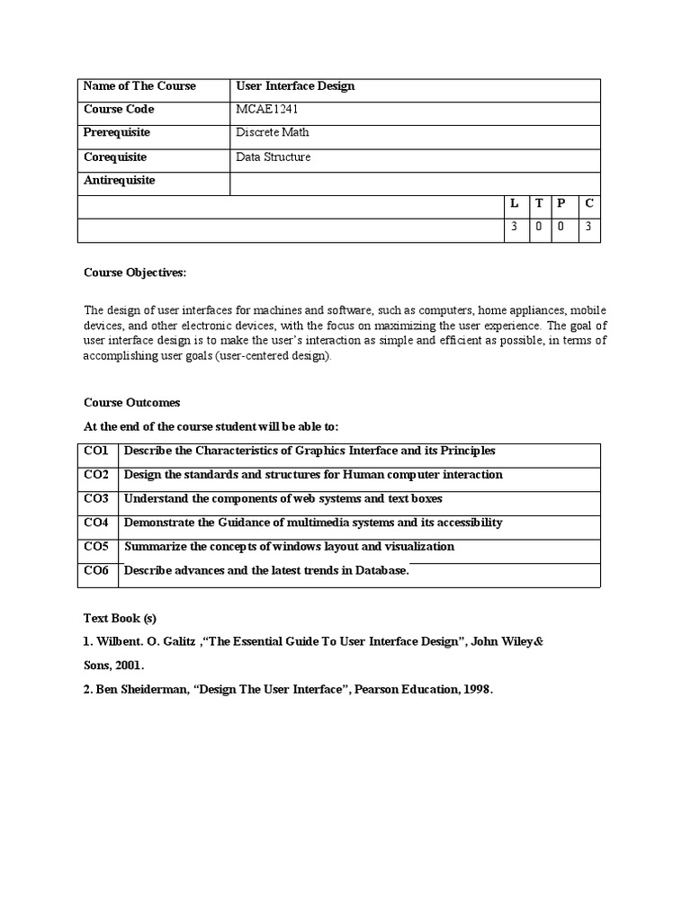User Interface Design Course Overview | PDF | Graphical User Interfaces ...
