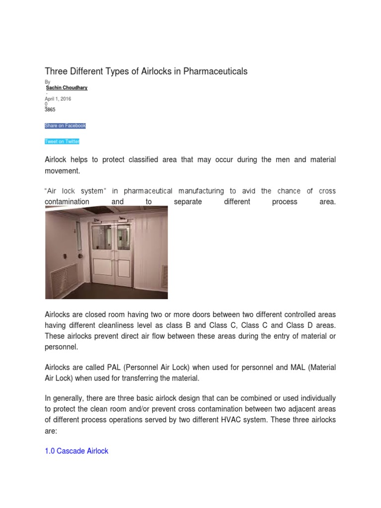 Three Different Types of Airlocks in Pharmaceuticals | PDF | Computers ...