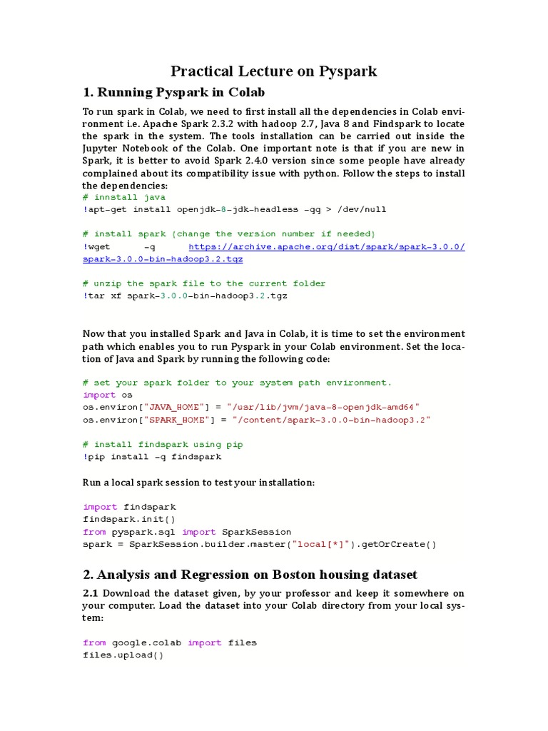 Spark Lab | PDF | Apache Spark | Dependent And Independent Variables