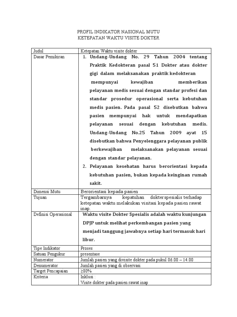 7 Profil Inm Kepatuhan Waktu Visite Dokter | PDF