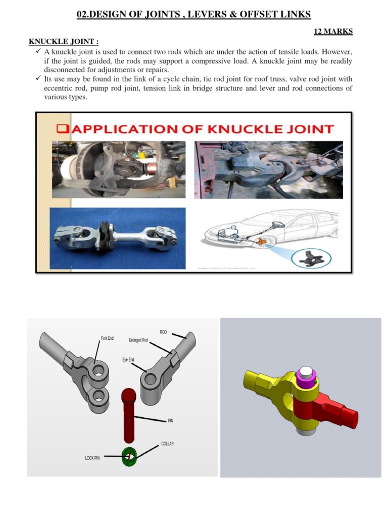 Design of Joints: Analysis and Dimensioning of Knuckle Joints, Cotter ...