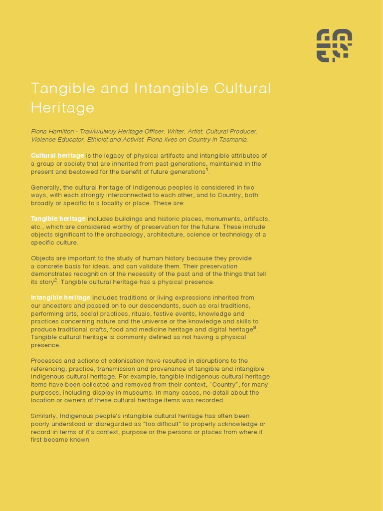 Tangible And Intangible Indigenous Cultural Heritage Pdf