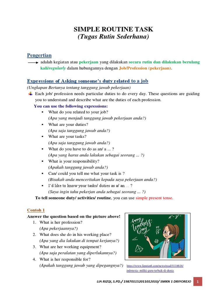 Materi Simple Routine Tasks | PDF