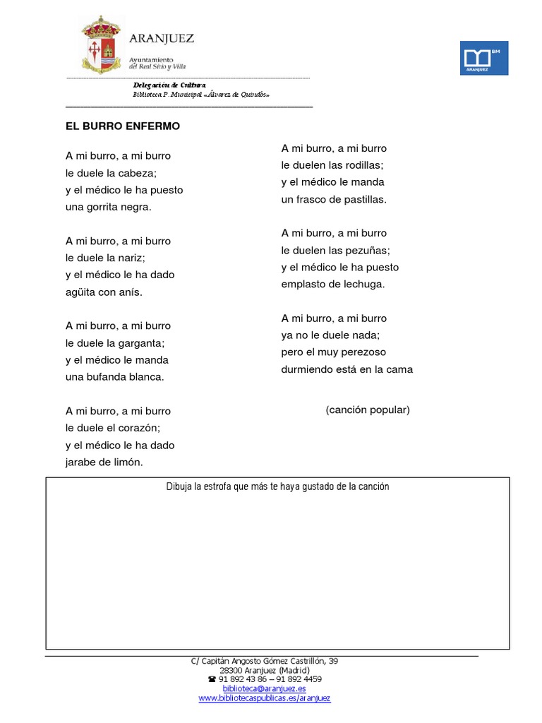Actividades sobre "A mi burro" | PDF