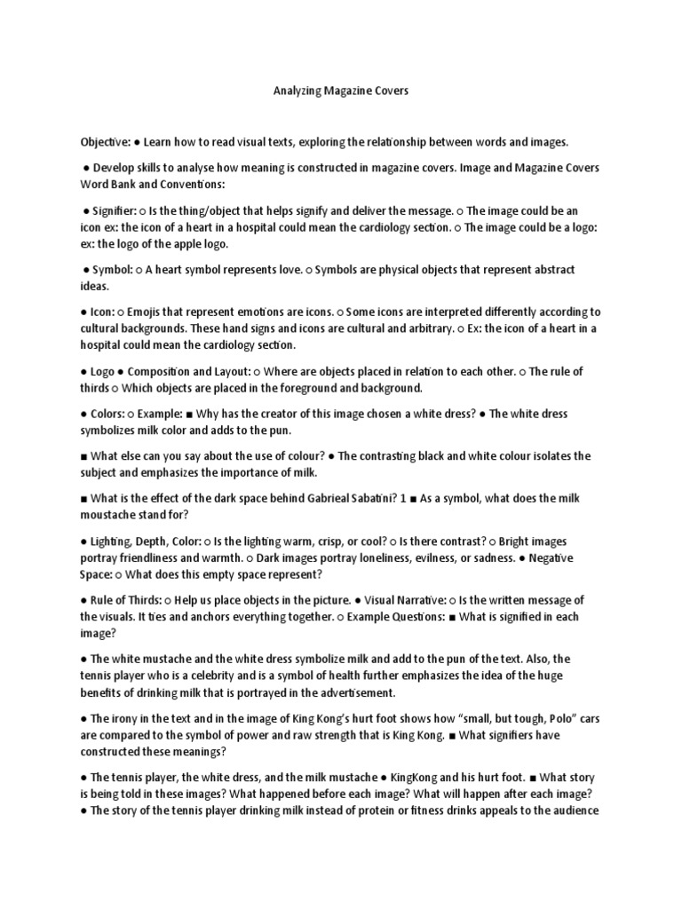 Magazine Cover Analysis Techniques | PDF | Symbols | Icon (Computing)