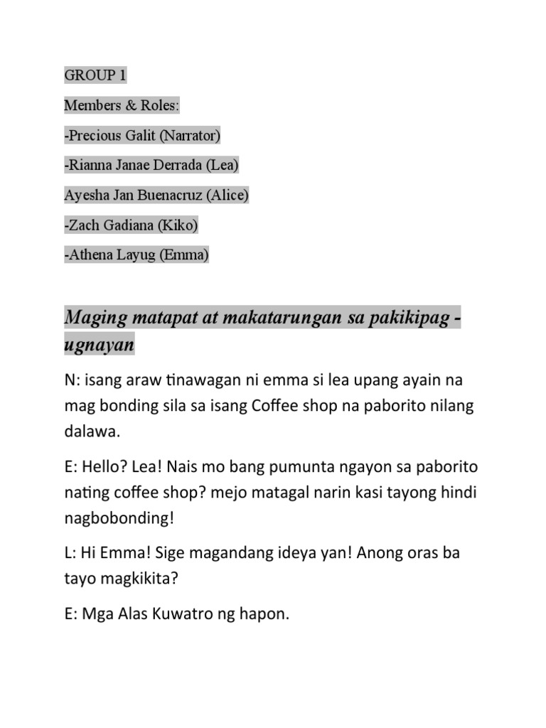 Maging Matapat at Makatarungan Sa Pakikipag - Ugnayan | PDF