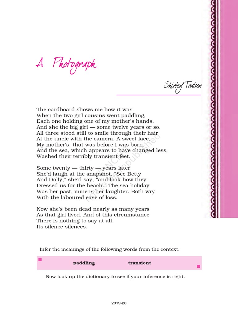 Poem 1 A Photograph - TEXT | PDF | Poetry