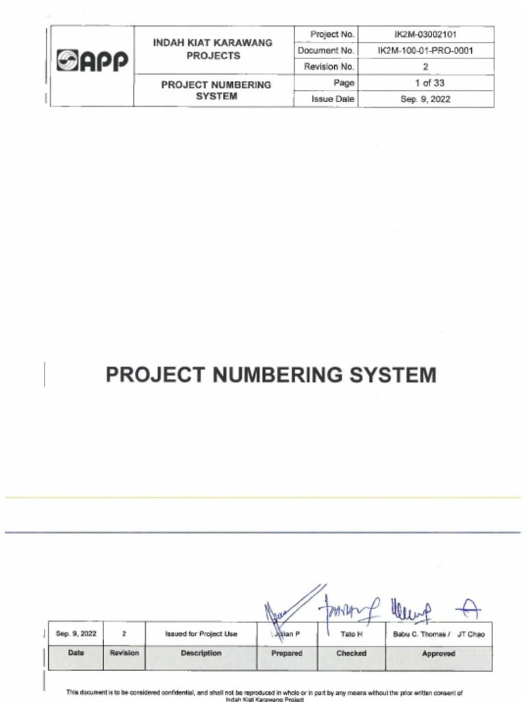 IK2M-100-01-PRO-0001-R2 Project Numbering System | PDF