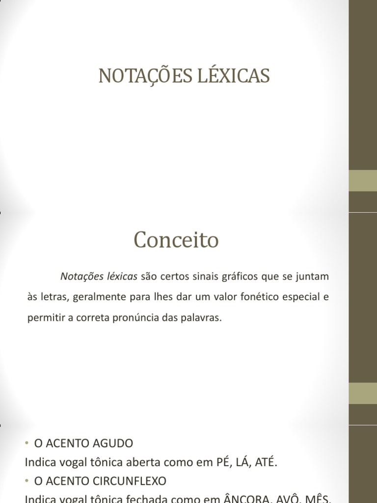 AULA 5 - Notações Léxicas (Acentos) | PDF | Estresse (Linguística ...