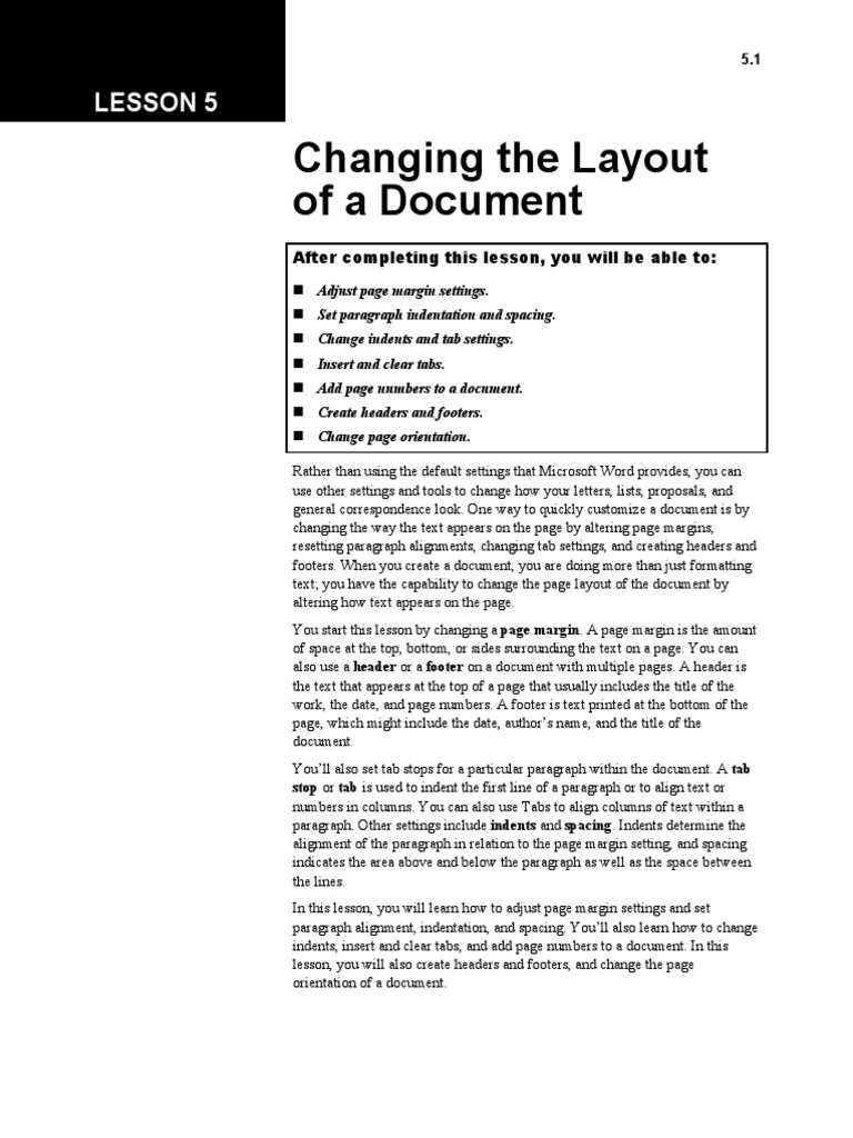 Word Processing Lesson 05 | PDF | Paragraph | Page Layout Word Processing Lesson 05 | PDF | Paragraph | Page Layout