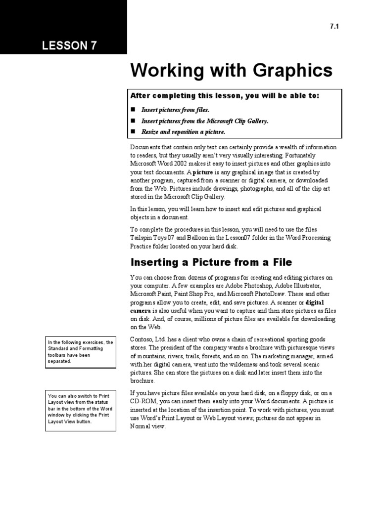 Word Processing Lesson 07 | PDF | Microsoft Word | Page Layout