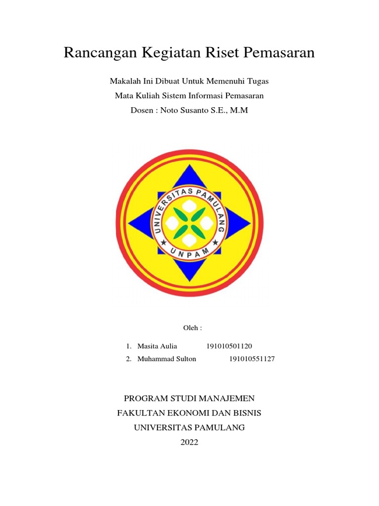 Kelompok 12 - Rancangan Kegiatan Riset Pemasaran | PDF