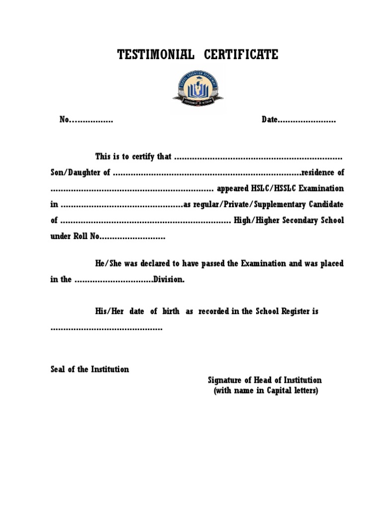 Testimonial Certificate | PDF