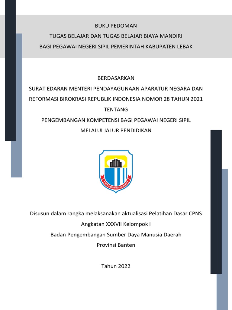 Buku Pedoman Tugas Belajar Dan Tugas Belajar Biaya Mandiri | PDF