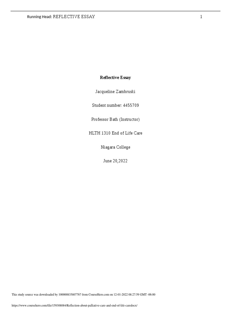 Reflection About Palliative Care and End of Life Care | PDF | End Of ...