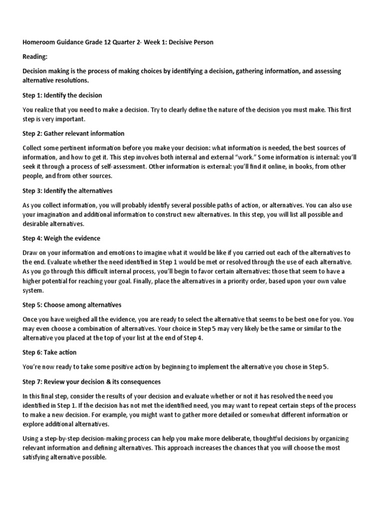 HGP 12 Q2 Week 1 | PDF | Information | Decision Making