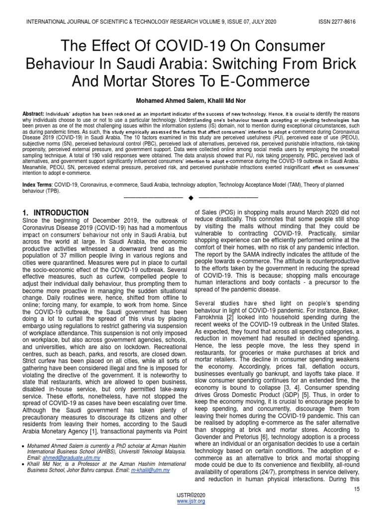 The Effect of Covid 19 On Consumer Behaviour in Saudi Arabia Switching ...