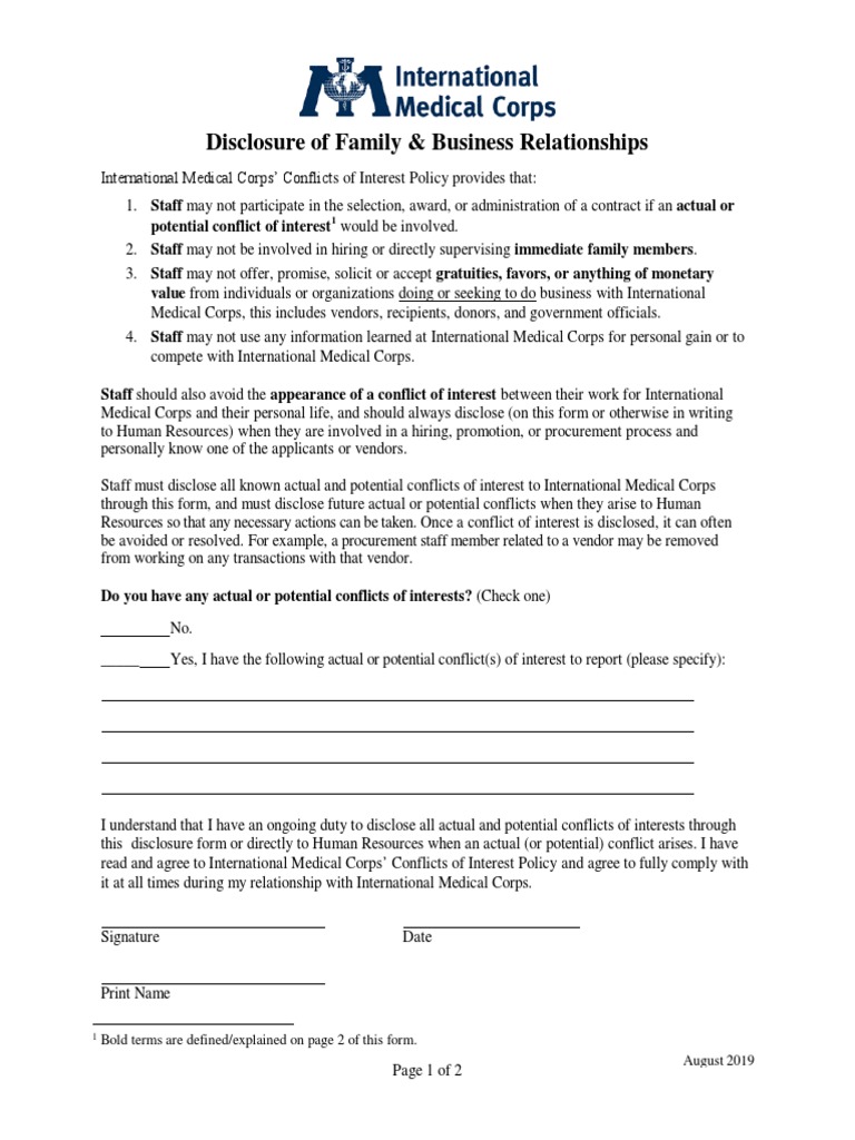 Conflict of Interest Disclosure Form (Employees) English | PDF | Conflict Of Interest | Interest