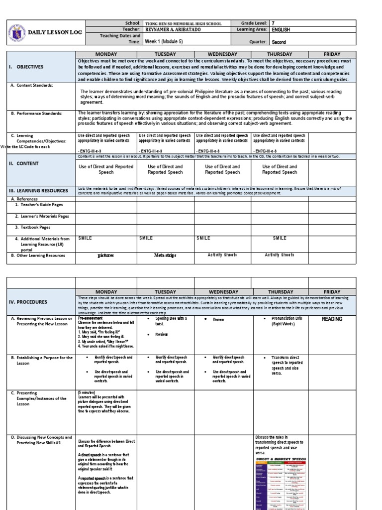 DLL 2nd-Quarter wk1 | PDF | Learning | Teaching Method