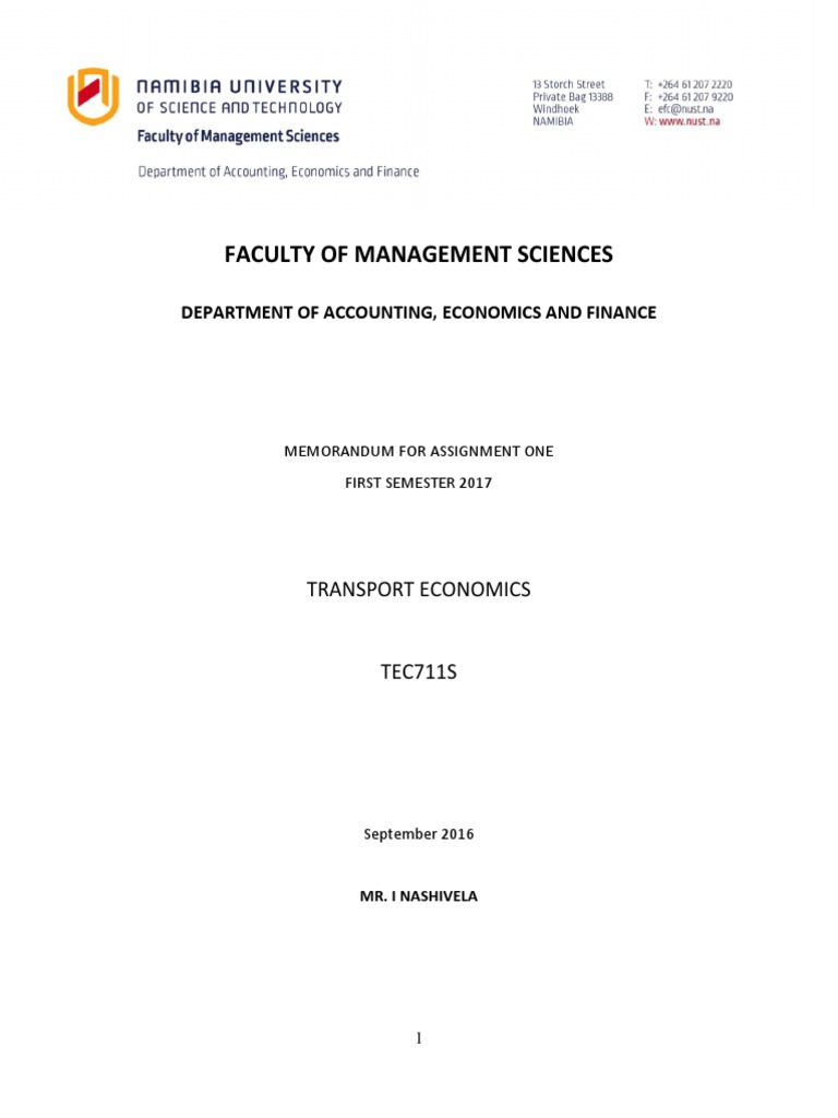Transport Economics - Assignment 1 | PDF | Supply And Demand ...
