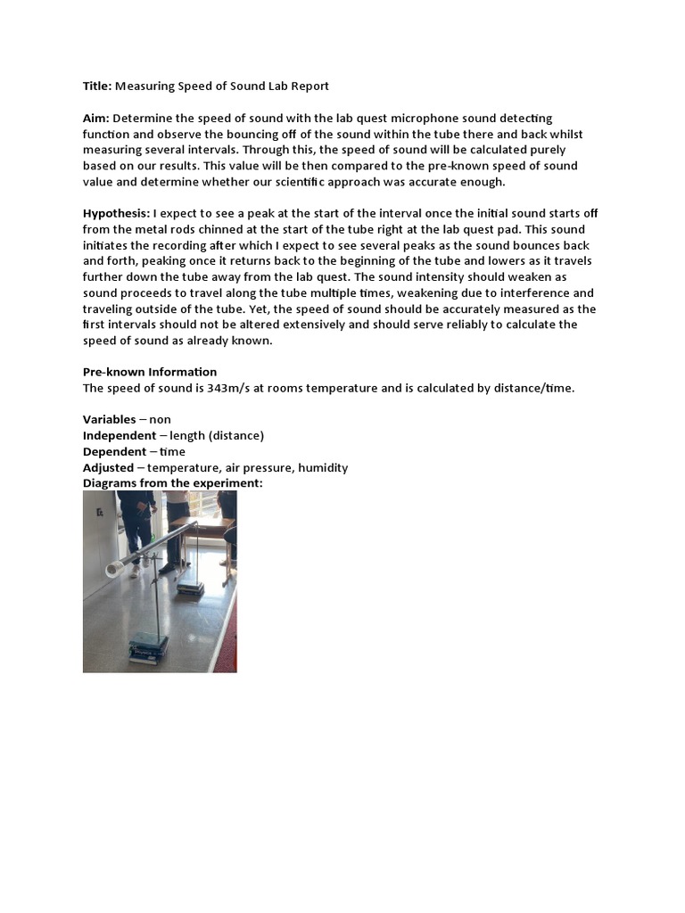Speed of Sound Lab Report | PDF | Accuracy And Precision | Sound