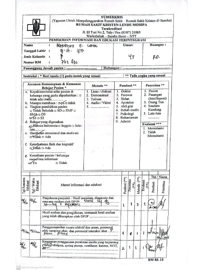 Form Edukasi Pasien Pulang | PDF