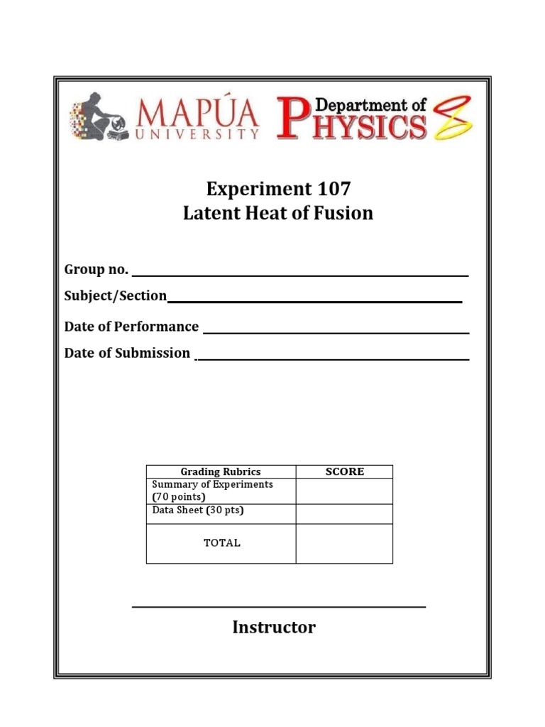 Latent Heat of Fusion Experiment Guide | PDF | Heat | Latent Heat