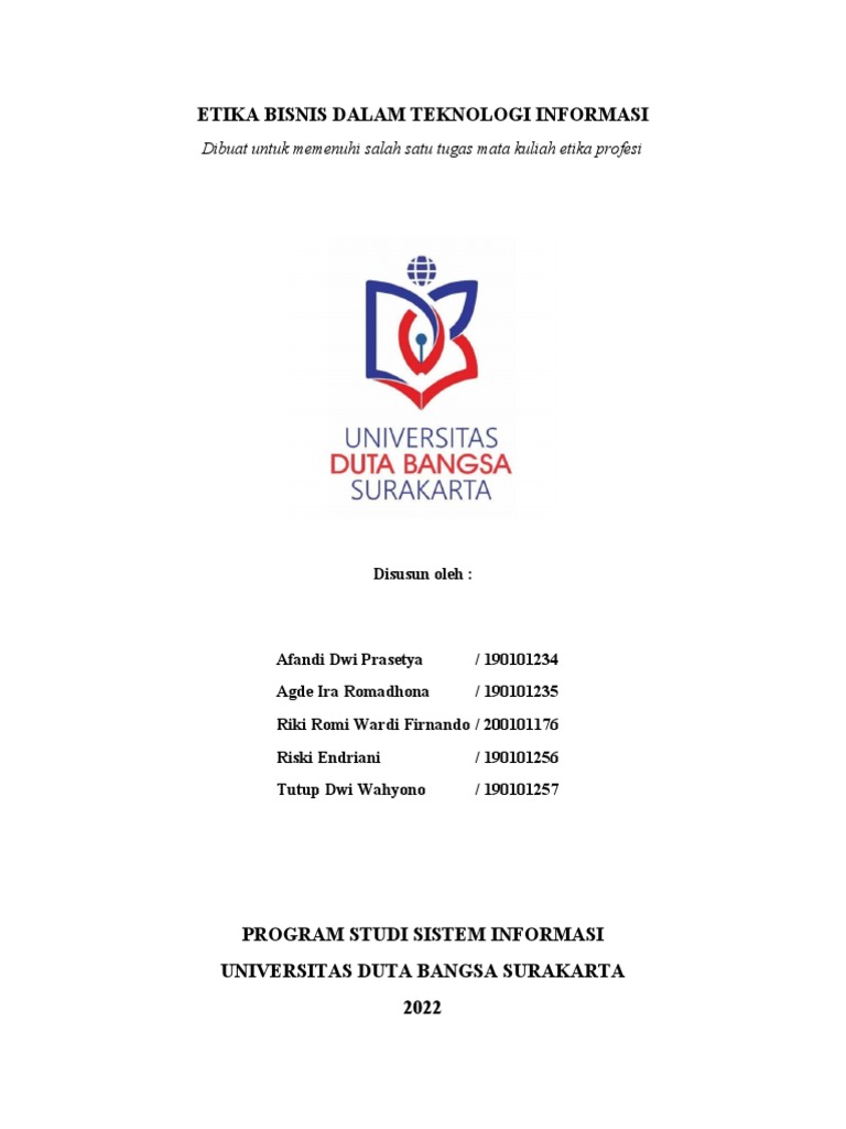 Etika Bisnis Dalam Teknologi Informasi | PDF