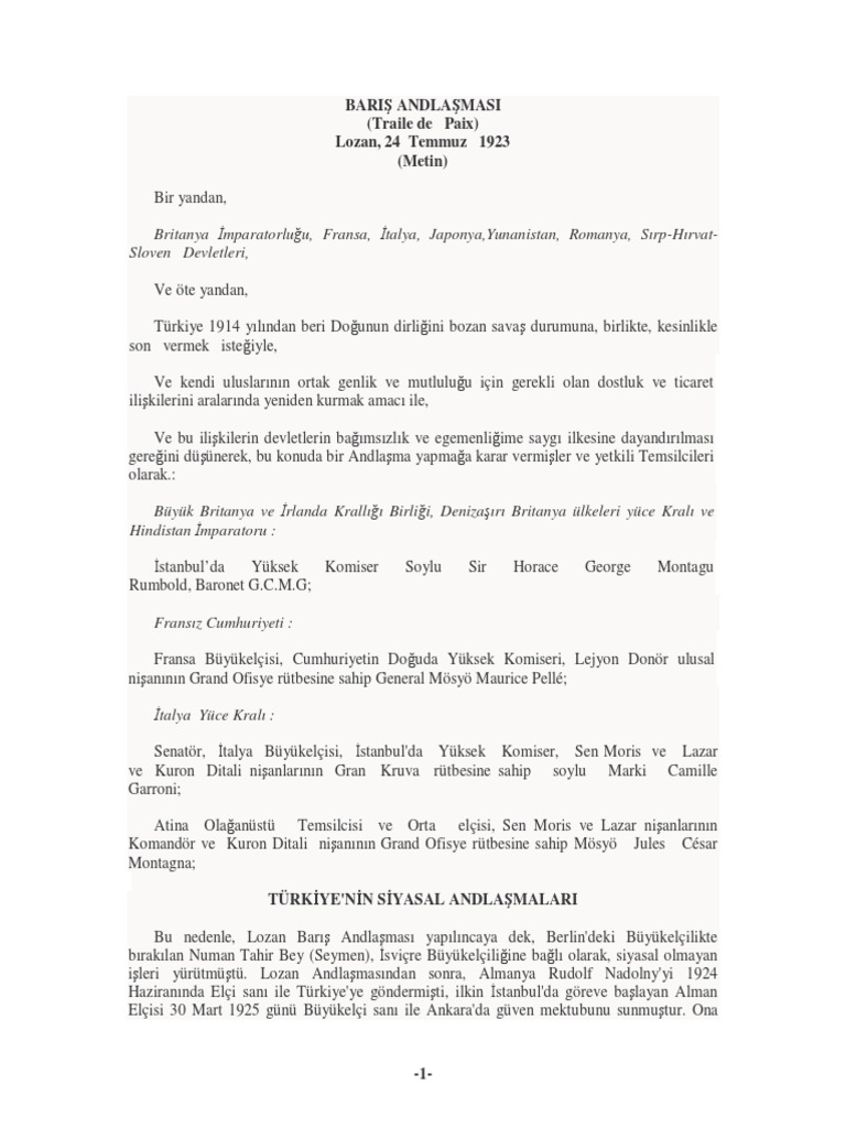Lozan Antlaşması | PDF