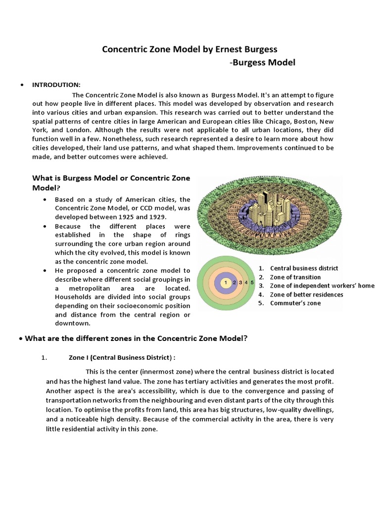 Concentric Zone Model & Sector Theory | PDF | City | Suburb
