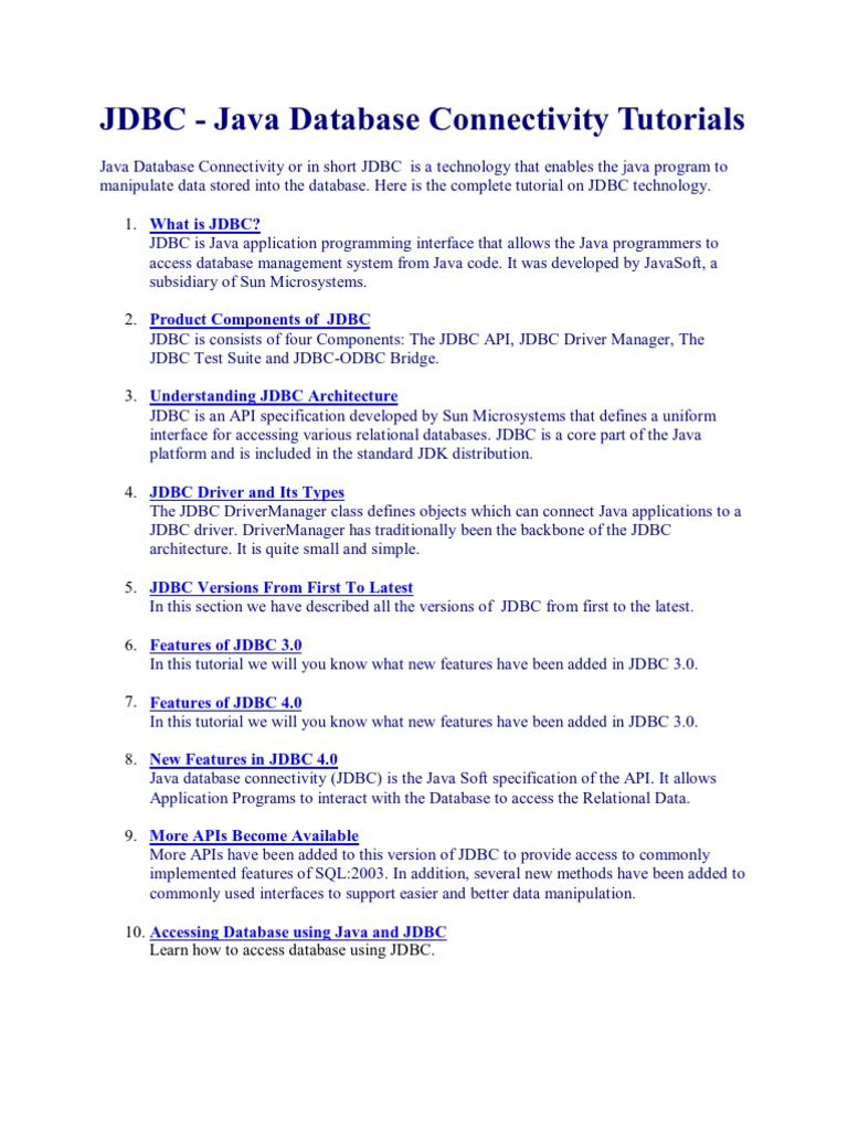 JDBC | PDF | Application Programming Interface | Databases