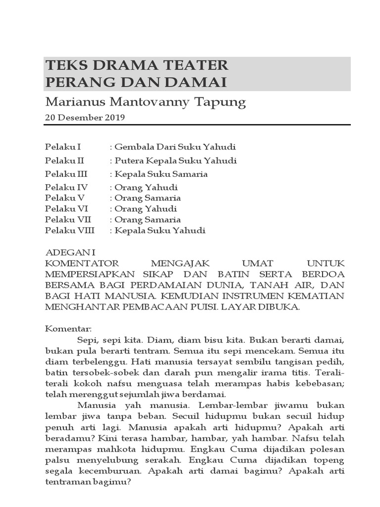Teks Teater 'Perang Dan Damai' | PDF