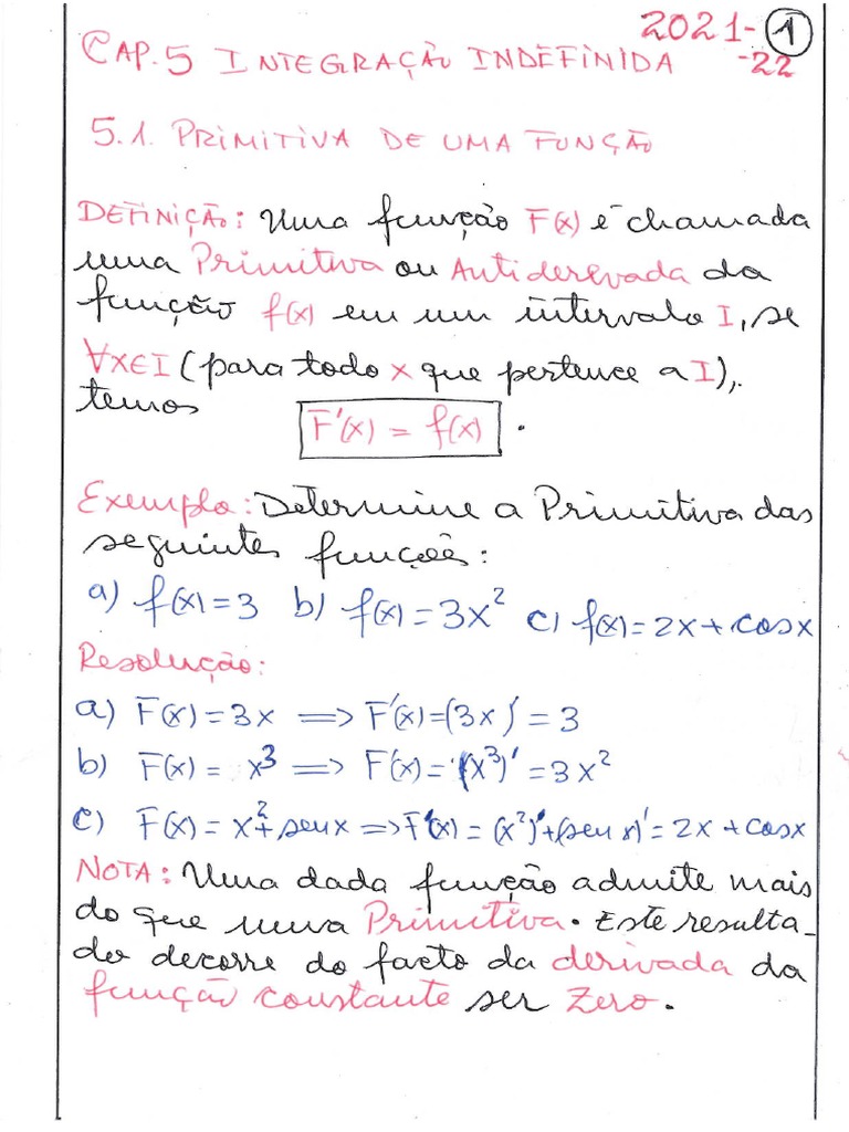 Cap - 5 - Integral Indefinida Completa - 2021 | PDF