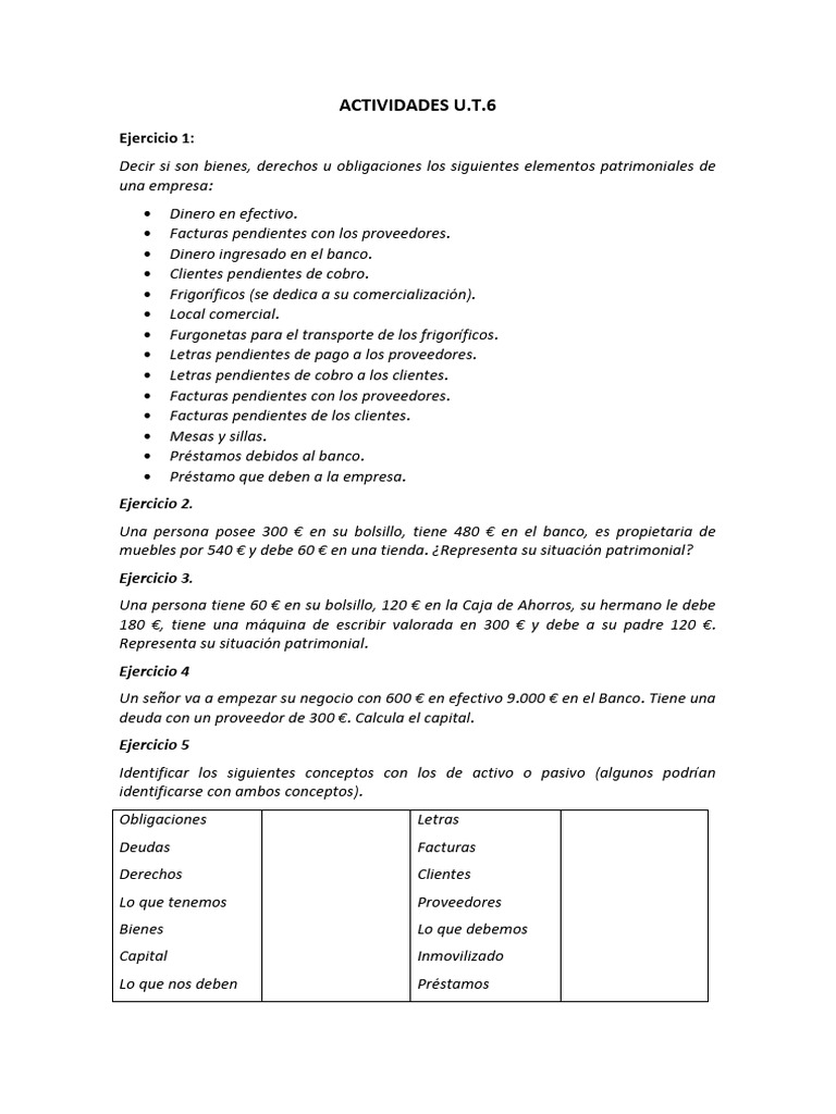 Actividades Ut6 | PDF | Bancos | Factura