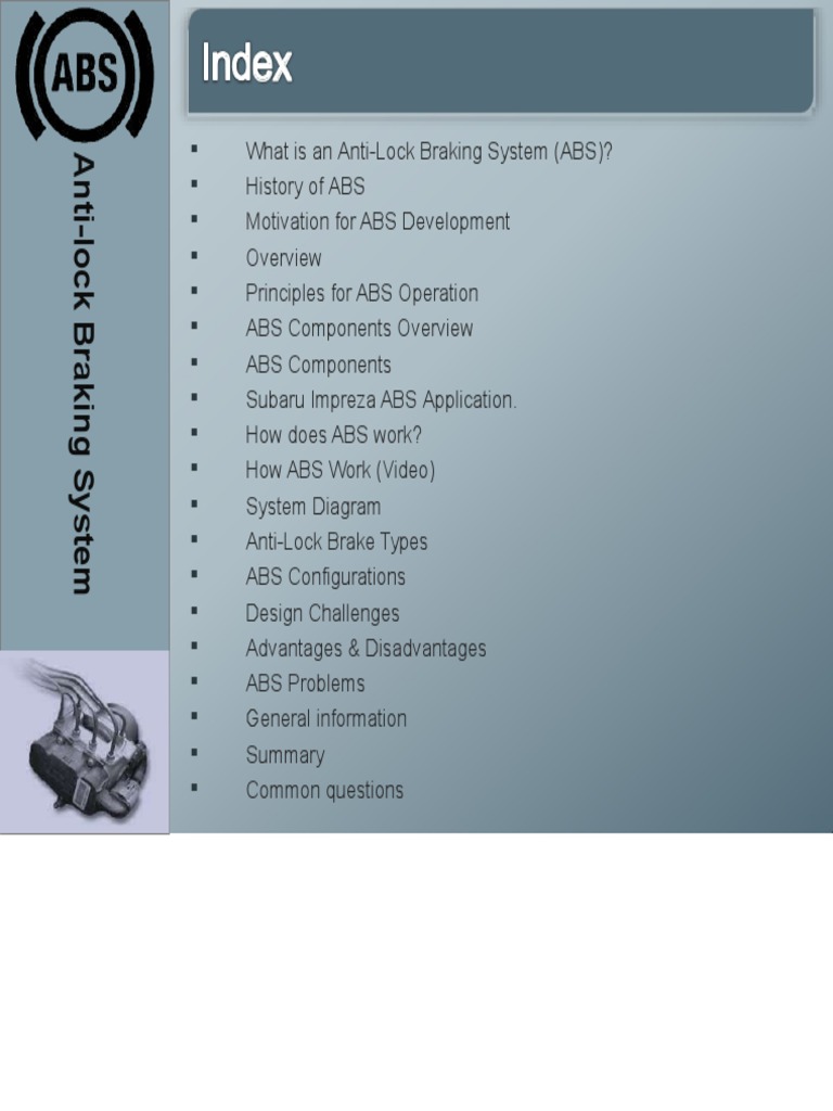 Comprehensive Overview of Anti-Lock Braking Systems | PDF | Anti Lock ...