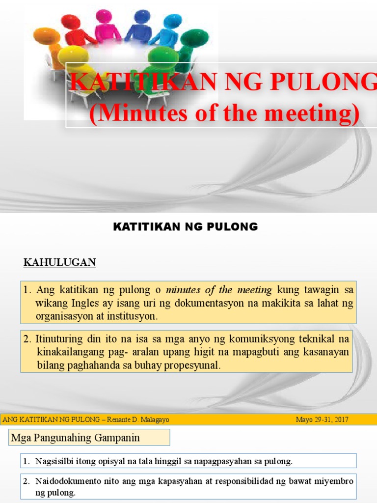Ang Katitikan NG Pulong o Minutes of The Meeting | PDF