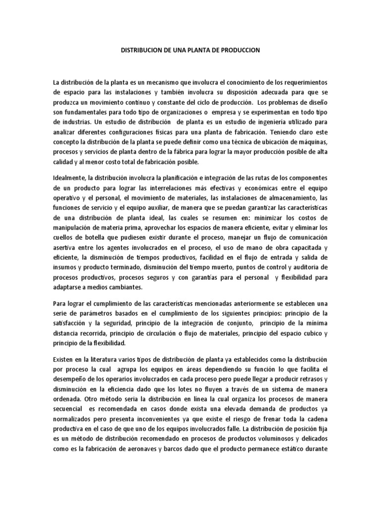Distribucion de Una Planta de Produccion | PDF | Tecnología | Informática