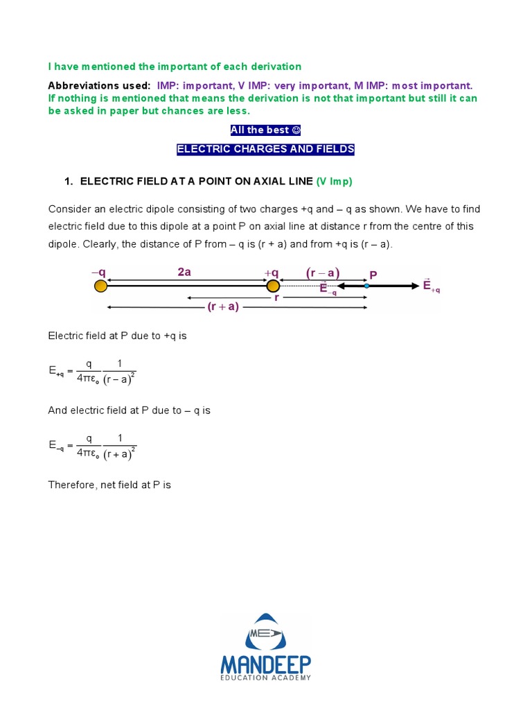 Term 1 All Derivations | PDF | Capacitor | Magnetic Field