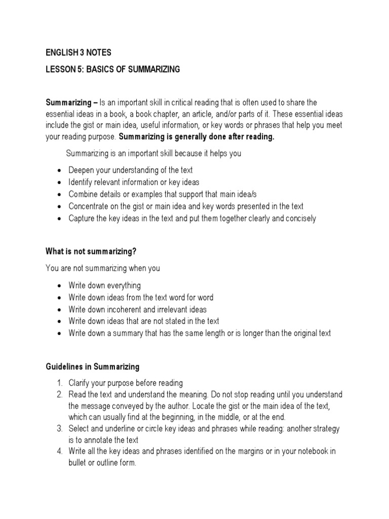 Lesson 5 Eng 3 Notes PDF Citation Verb