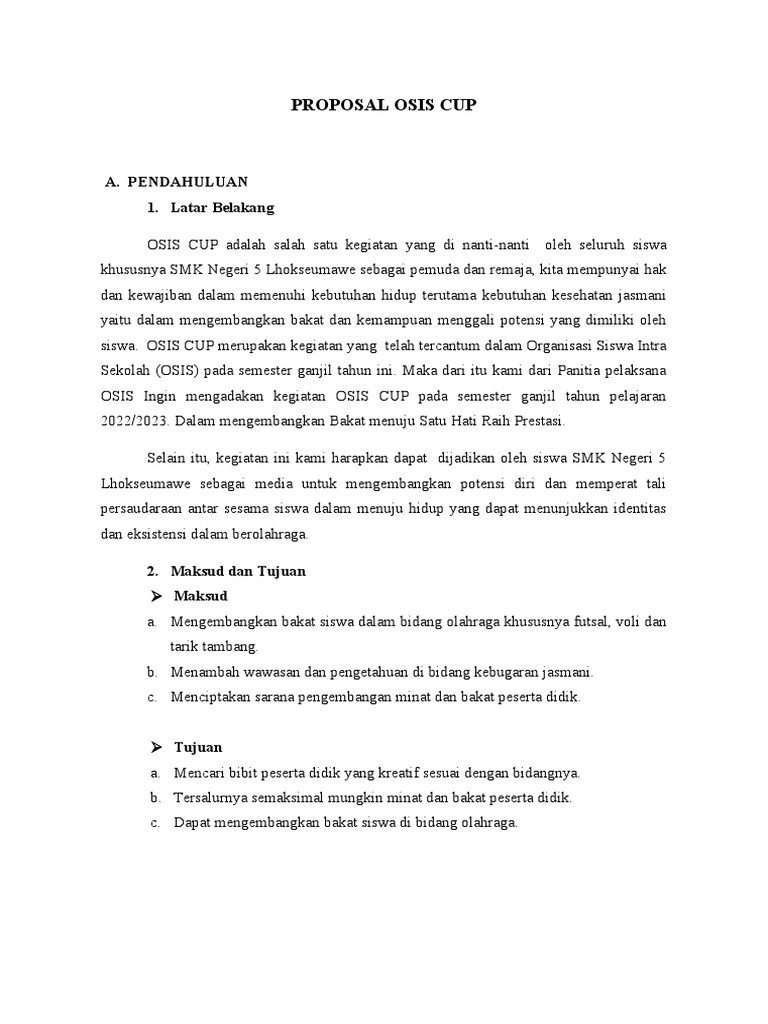 Proposal Osis Cup-2022 | PDF