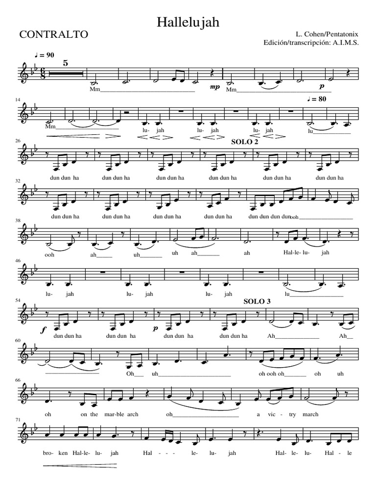 Hallelujah Contralto | PDF